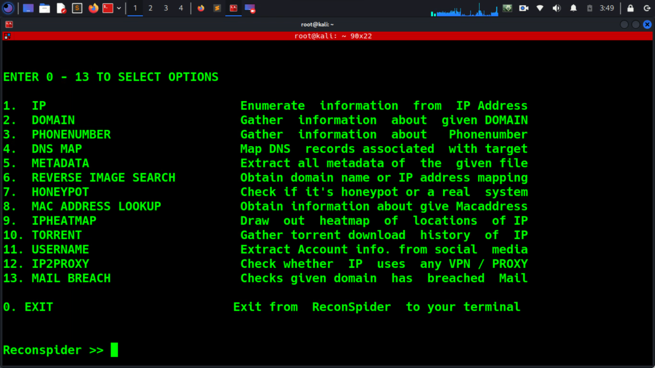 Recon Tool: ReconSpider | Black Hat Ethical Hacking